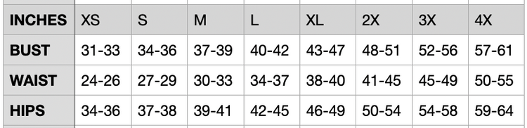 Sizing Chart – Lesley Hampton